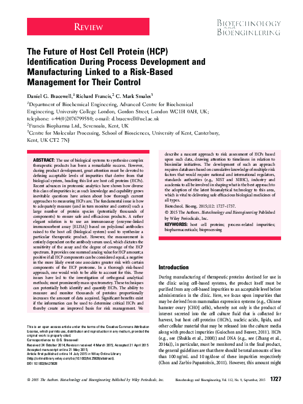 (PDF) The future of host cell protein (HCP) identification during ...