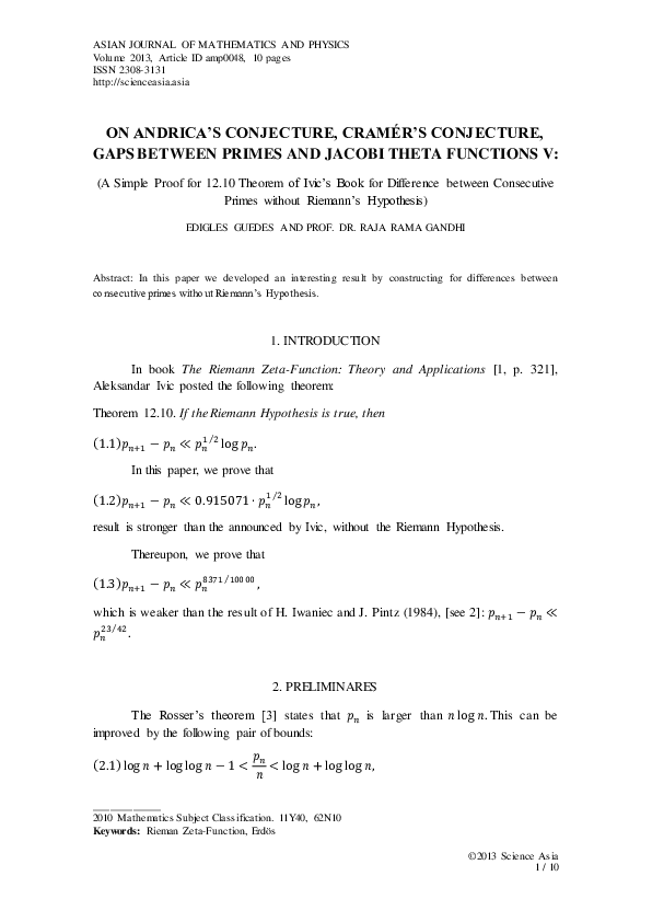 (PDF) Prime Gaps and Theta Functions Explored
