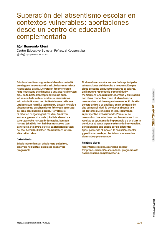 (PDF) Superacion absentismo escolar contextos vulnerables
