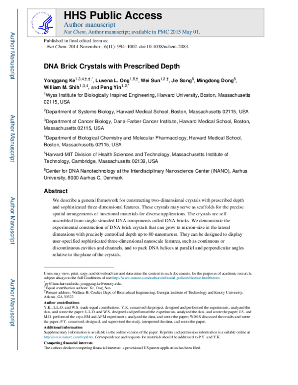 (PDF) DNA brick crystals with prescribed depths