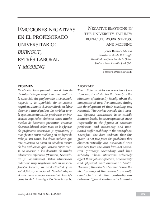 (PDF) Emociones negativas en el profesorado universitario = Negative emotions in the university ...