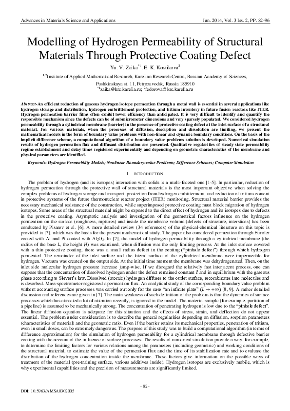 (PDF) Modelling of Hydrogen Permeability of Structural Materials ...
