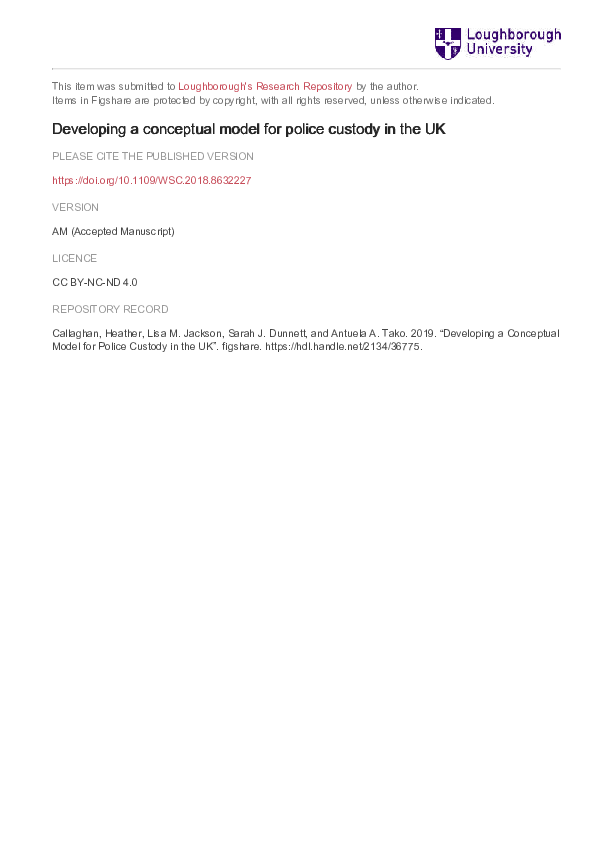 (PDF) Developing a Conceptual Model for Police Custody in the Uk