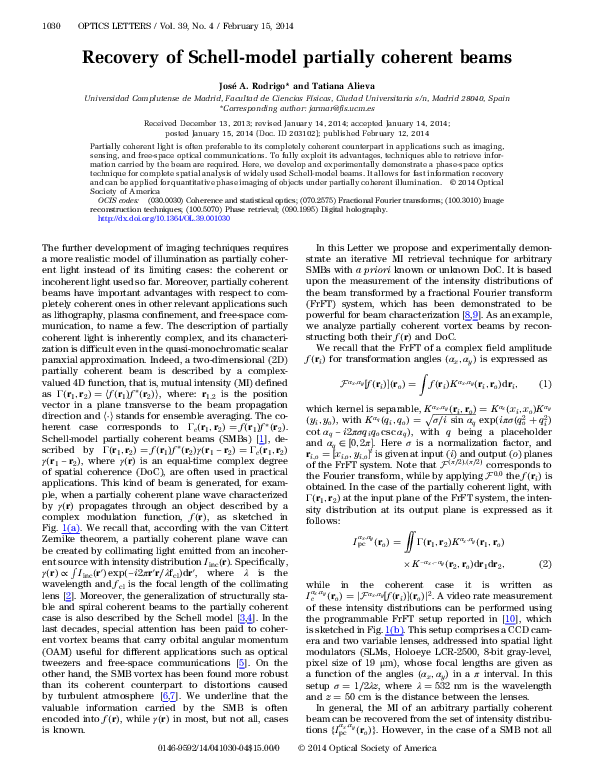 (PDF) Phase-Space Recovery of Schell-Model Beams