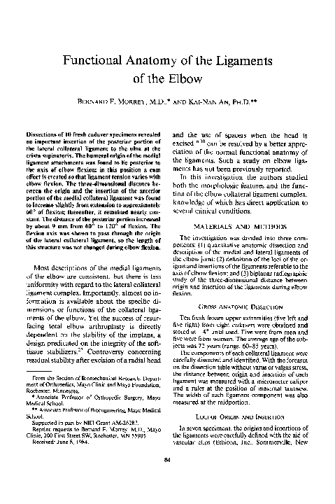 (PDF) Functional Anatomy of the Ligaments of the Elbow