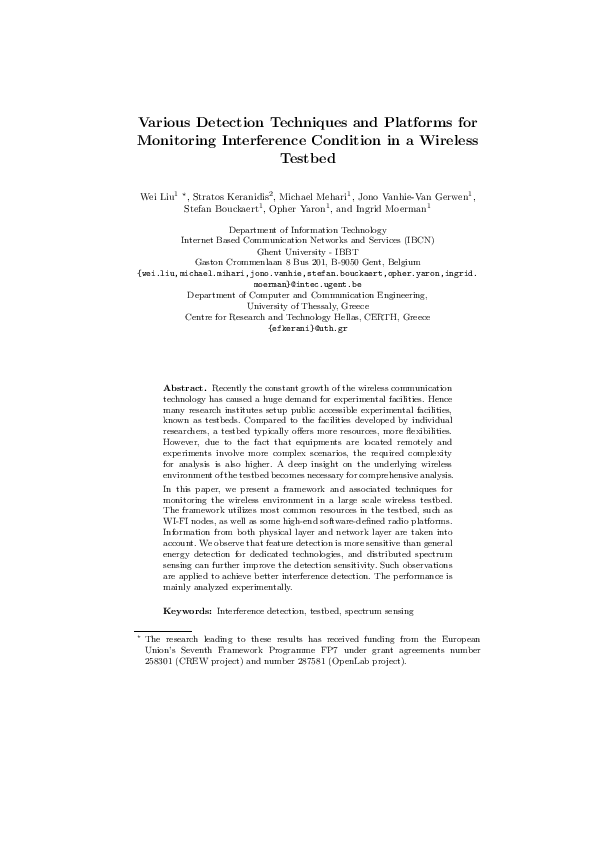 (PDF) Various Detection Techniques and Platforms for Monitoring Interference Condition in a ...