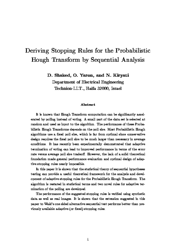 (PDF) Deriving Stopping Rules for the Probabilistic Hough Transform by Sequential Analysis