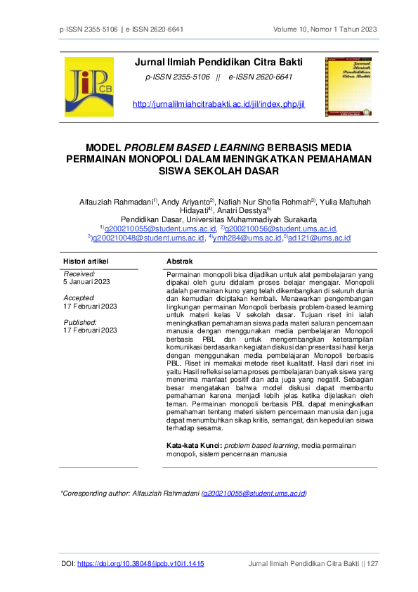 (PDF) Model Problem Based Learning Berbasis Media Permainan Monopoli Dalam Meningkatkan ...