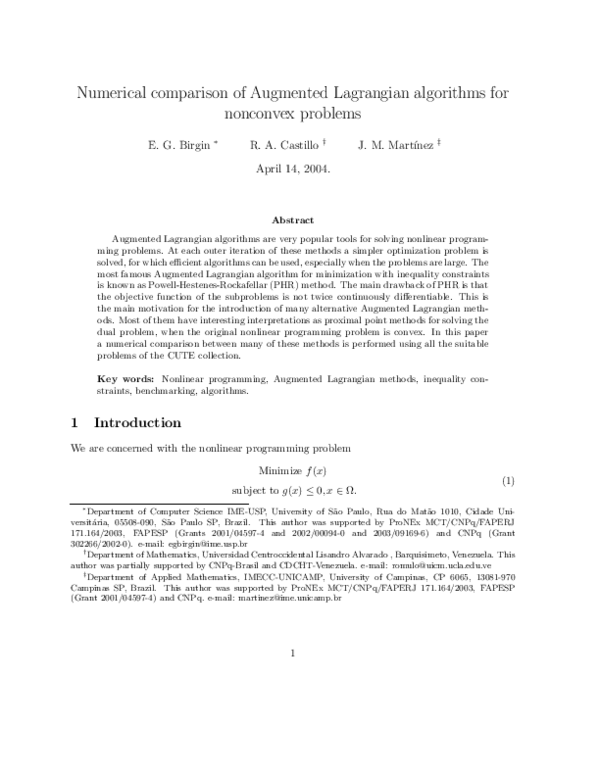 (PDF) Numerical Comparison of Augmented Lagrangian Algorithms for ...