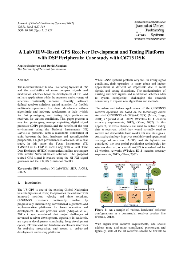 (PDF) A LabVIEW-Based GPS Receiver Development and Testing Platform ...