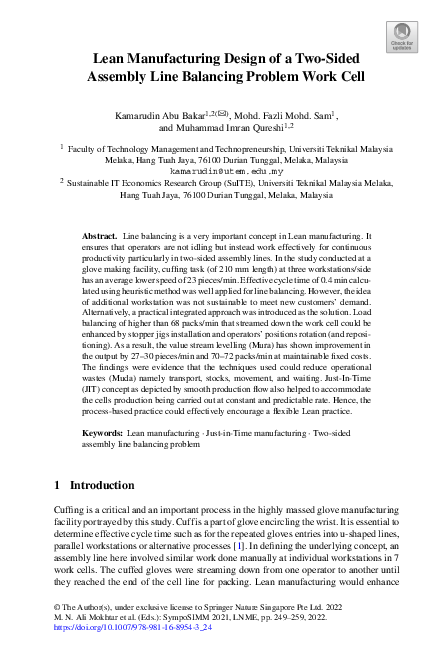 (PDF) Lean Manufacturing Design of a Two-Sided Assembly Line Balancing Problem Work Cell