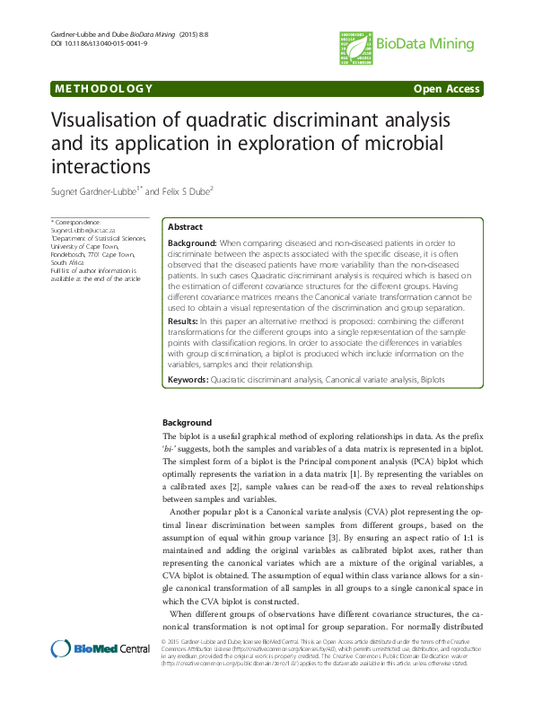 (PDF) Visualisation of quadratic discriminant analysis and its ...