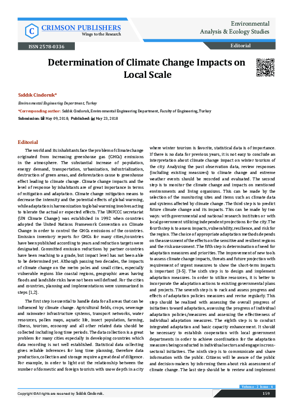 (PDF) Determination of Climate Change Impacts on Local Scale