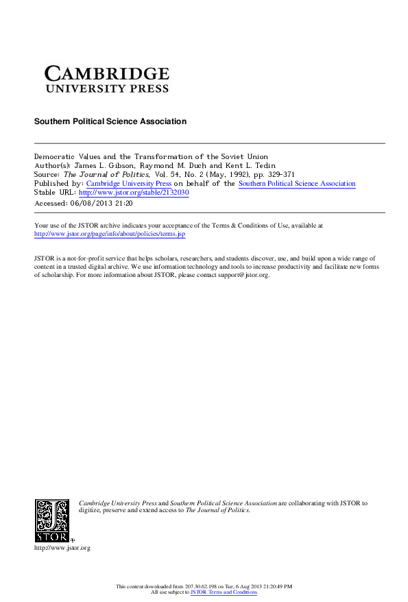 (PDF) Democratic Values and the Transformation of the Soviet Union
