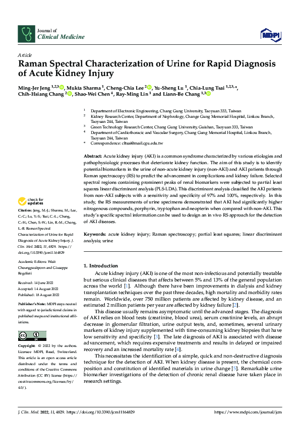 (PDF) Raman Spectral Characterization of Urine for Rapid Diagnosis of ...