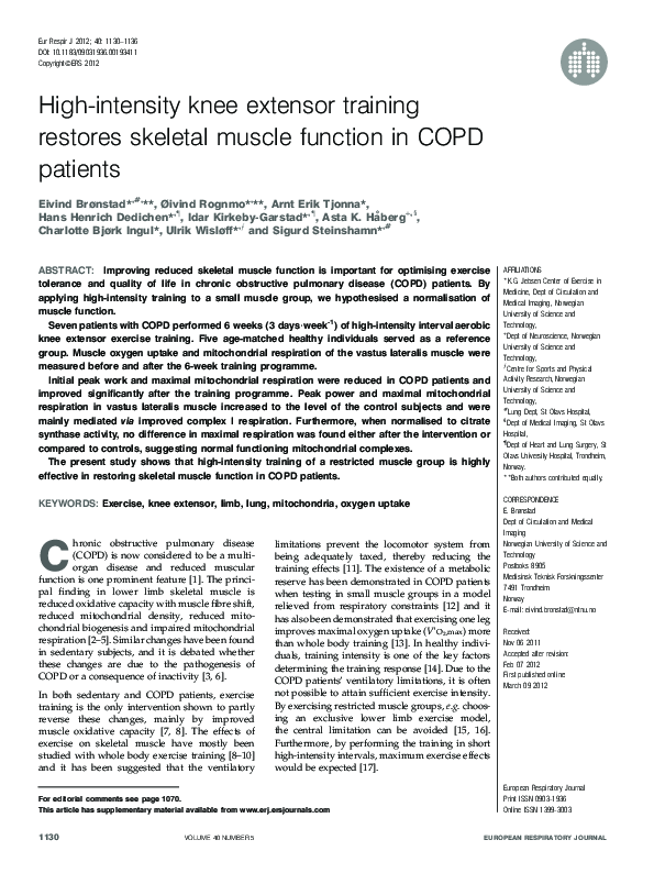 (PDF) High-intensity knee extensor training restores skeletal muscle ...