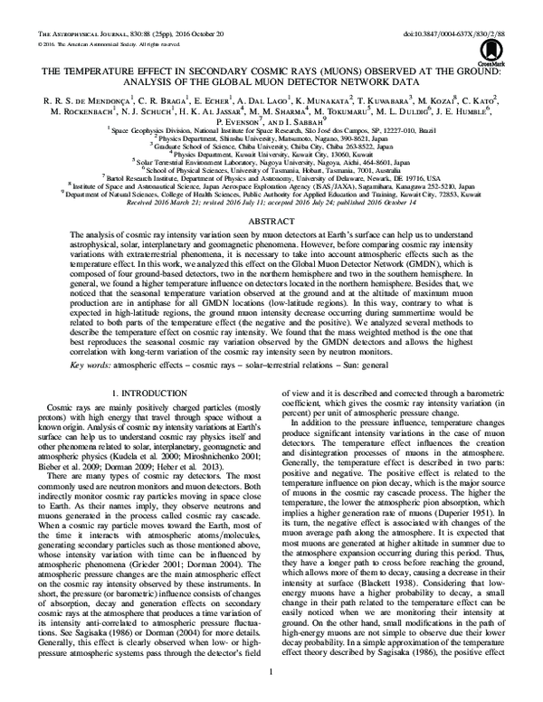(PDF) The Temperature Effect in Secondary Cosmic Rays (Muons) Observed ...