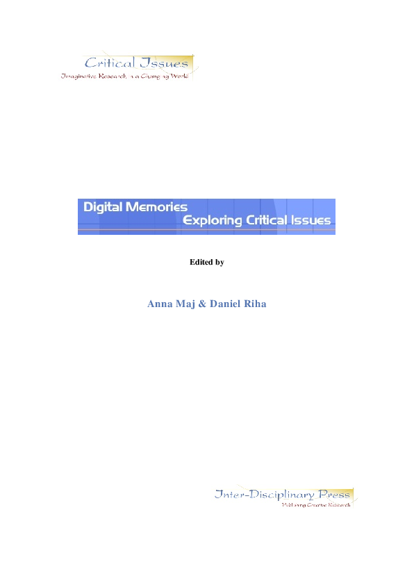 (PDF) Digital Memories: Exploring Critical Issues | Anna Reading ...