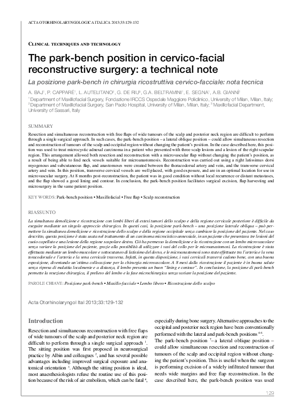 (PDF) The park-bench position in cervico-facial reconstructive surgery ...