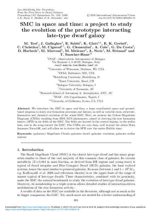 (PDF) SMC in space and time: a project to study the evolution of the ...