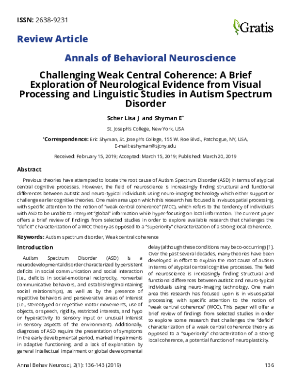 (PDF) Challenging Weak Central Coherence: A Brief Exploration of ...