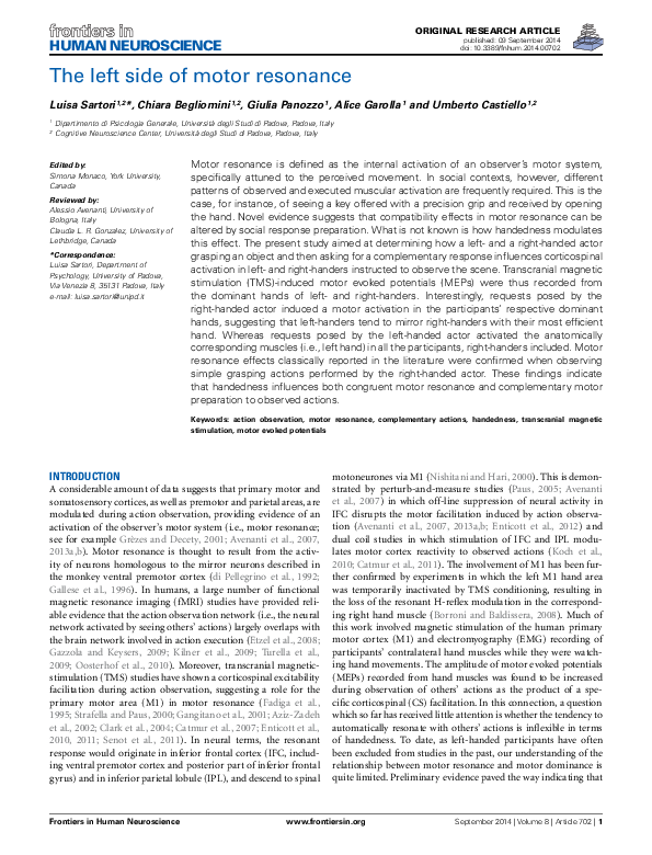 (PDF) The left side of motor resonance