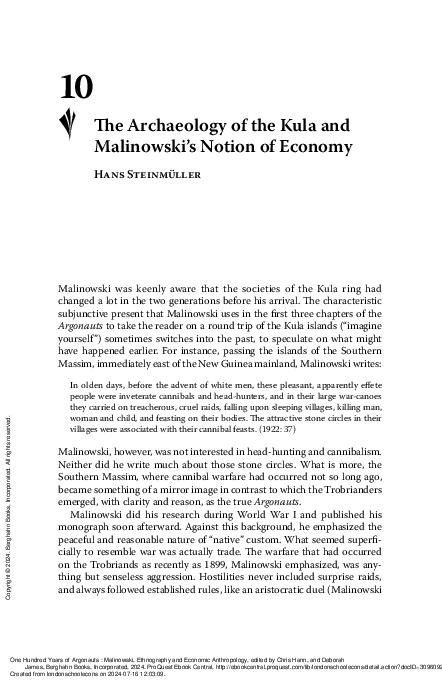 (PDF) The Archaeology of the Kula and Malinowski’s Notion of “Economy”