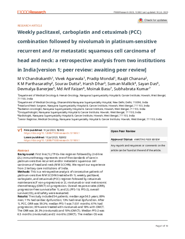(PDF) Weekly paclitaxel, carboplatin and cetuximab (PCC) combination followed by nivolumab in ...