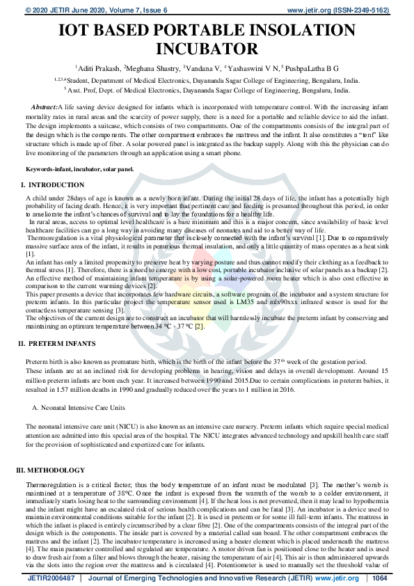 (PDF) Iot Based Portable Insolation Incubator