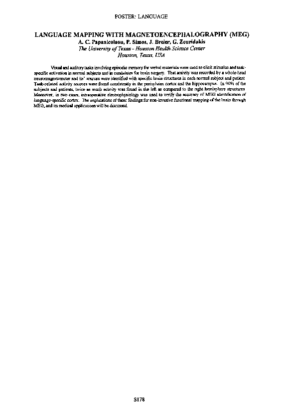 (PDF) Language Mapping with Magnetoencephalography (Meg)