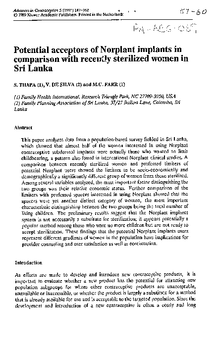 (PDF) Potential acceptors of Norplant implants in comparison with ...
