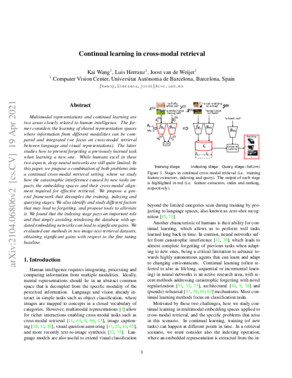 (PDF) Continual learning in cross-modal retrieval