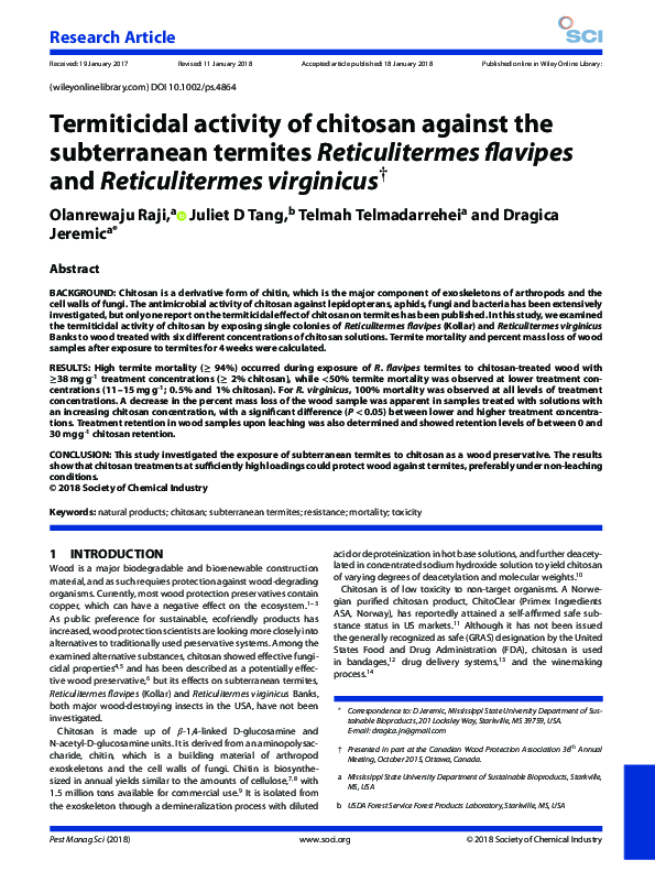 (PDF) Termiticidal activity of chitosan against the subterranean ...