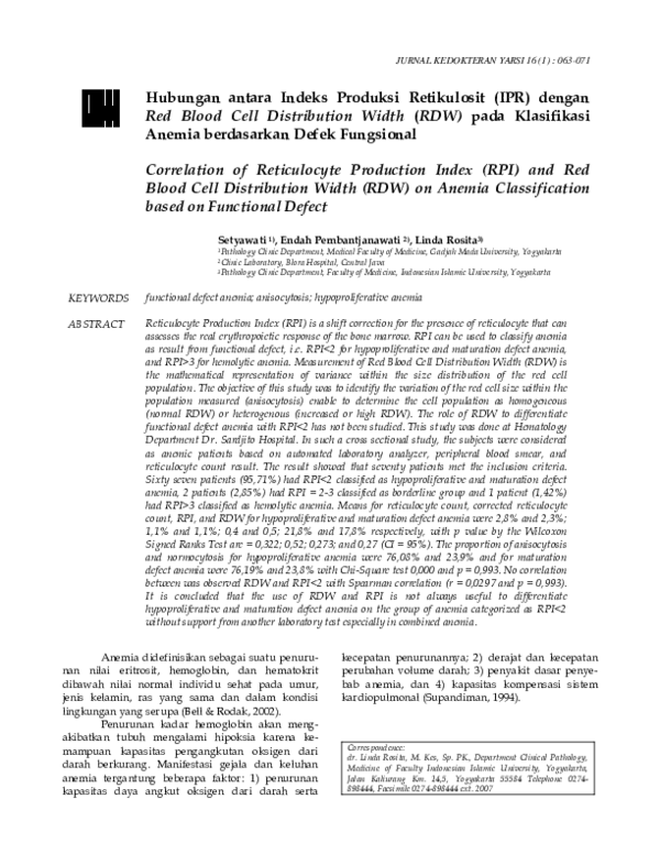 (PDF) Hubungan antara Indeks Produksi Retikulosit (IPR) dengan Red ...