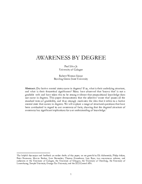 (PDF) Awareness by Degree