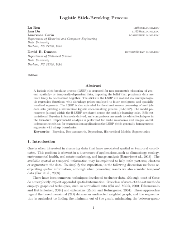 (PDF) Logistic Stick-Breaking Process (PDF) Logistic Stick-Breaking Process