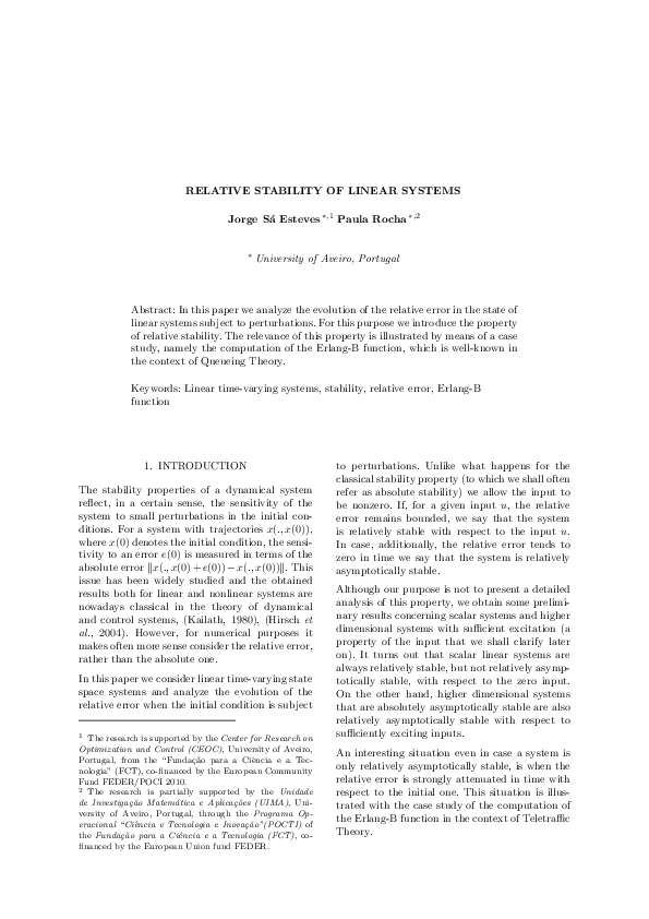 (PDF) Relative stability of linear systems