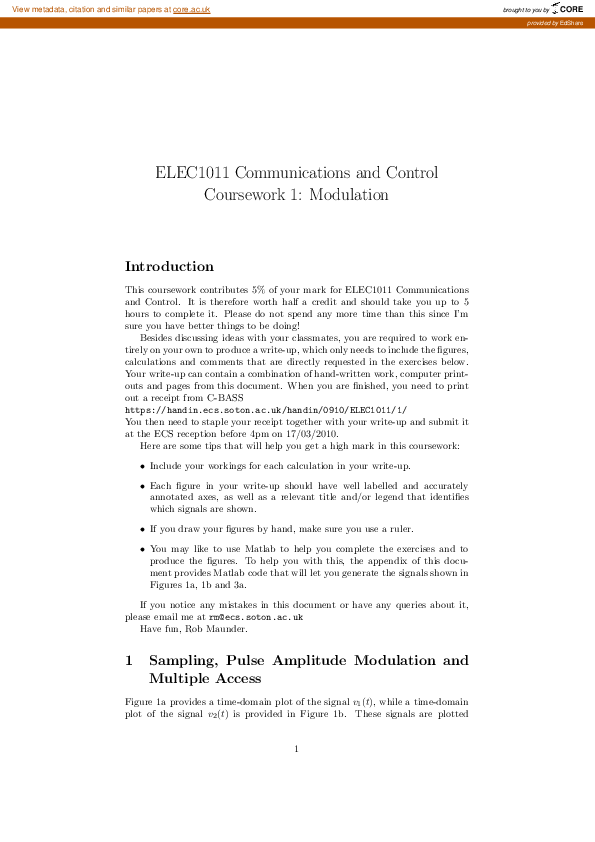 Pdf Assignment On Modulation 8142