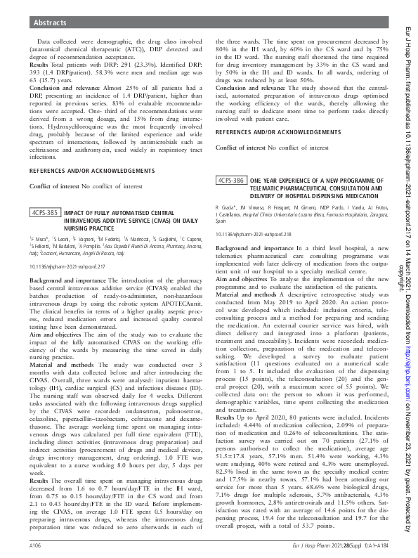 (PDF) 4CPS-385 Impact of fully automatised central intravenous additive ...