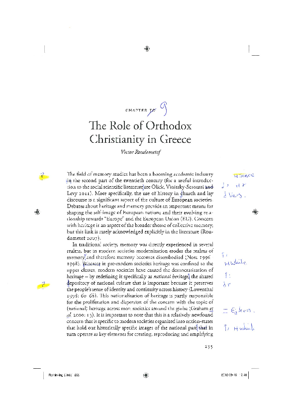 (PDF) The Role of Orthodox Christianity in Greece