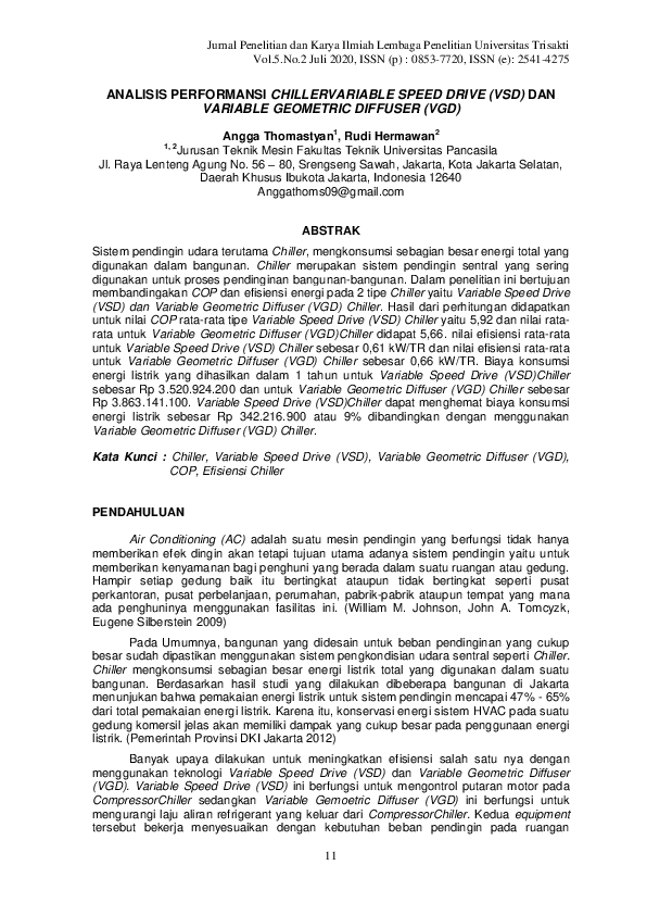 (PDF) Analisis Performansi Chillervariable Speed Drive (VSD) Dan ...