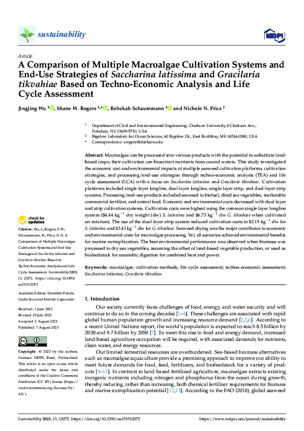 (PDF) A Comparison of Multiple Macroalgae Cultivation Systems and End ...