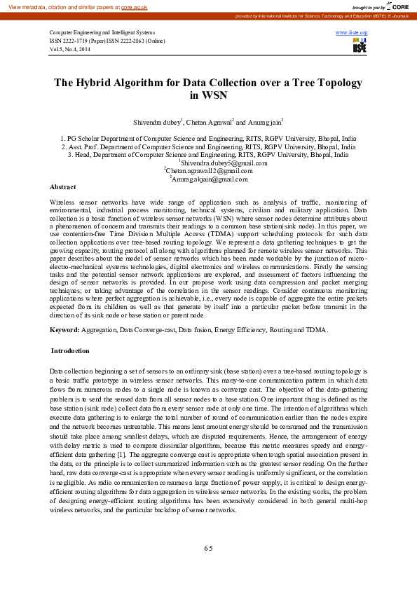 (PDF) The Hybrid Algorithm for Data Collection over a Tree Topology in WSN