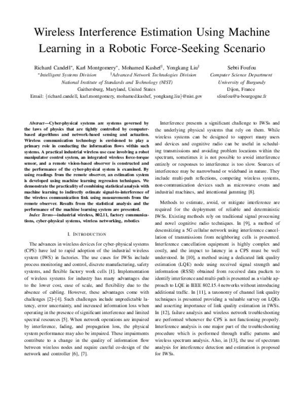 (PDF) Wireless Interference Estimation Using Machine Learning in a ...