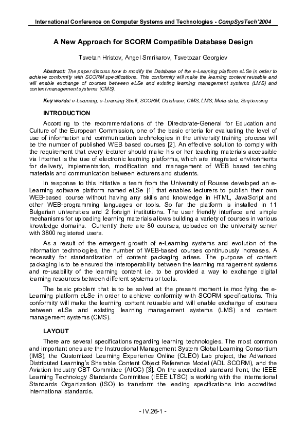(PDF) A new approach for SCORM compatible database design