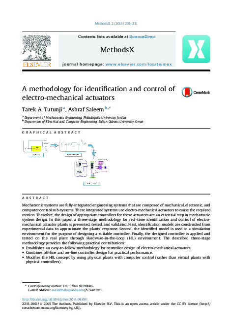 (PDF) A methodology for identification and control of electro-mechanical actuators