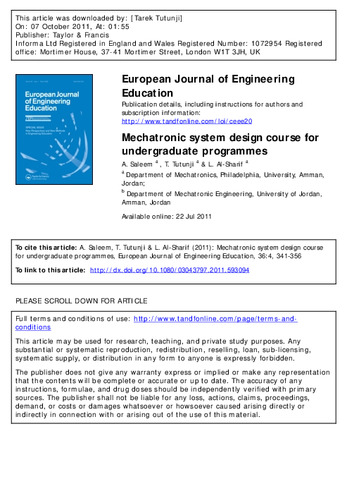 (PDF) Mechatronic system design course for undergraduate programmes