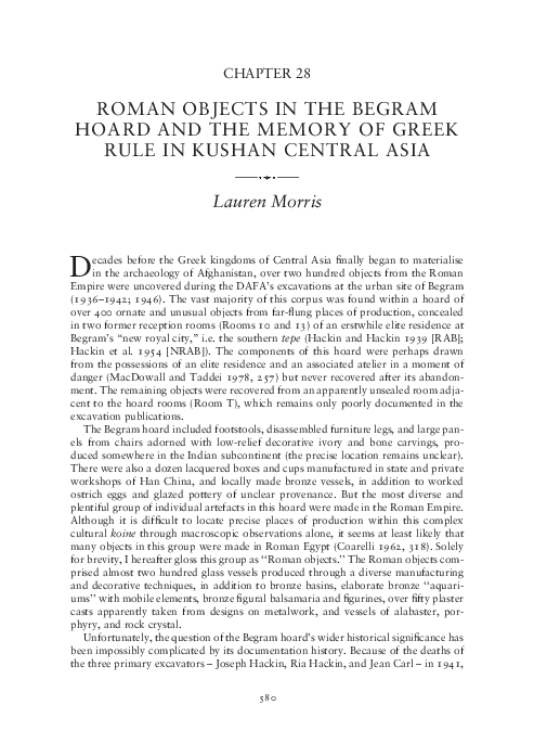 (PDF) (2020) "Roman Objects in the Begram Hoard and the Memory of Greek ...