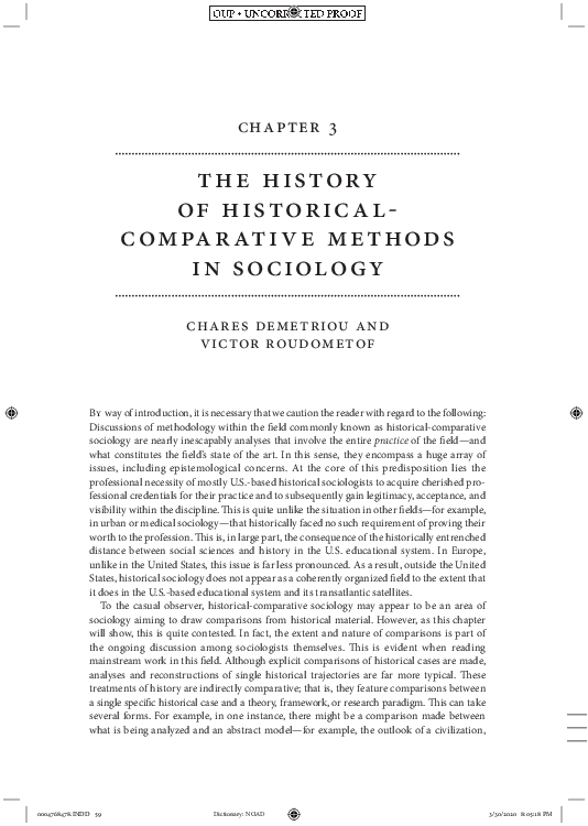(PDF) The History of Historical-Comparative Methods in Sociology