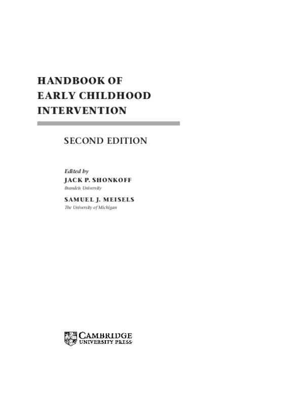(PDF) Handbook of Early Childhood Intervention
